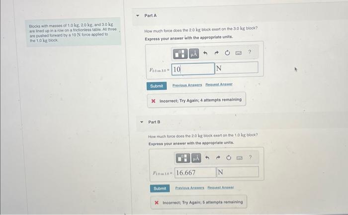 Solved Biocks with masses of 1.0 kg,2.0 kg, and 3.0 kg are | Chegg.com