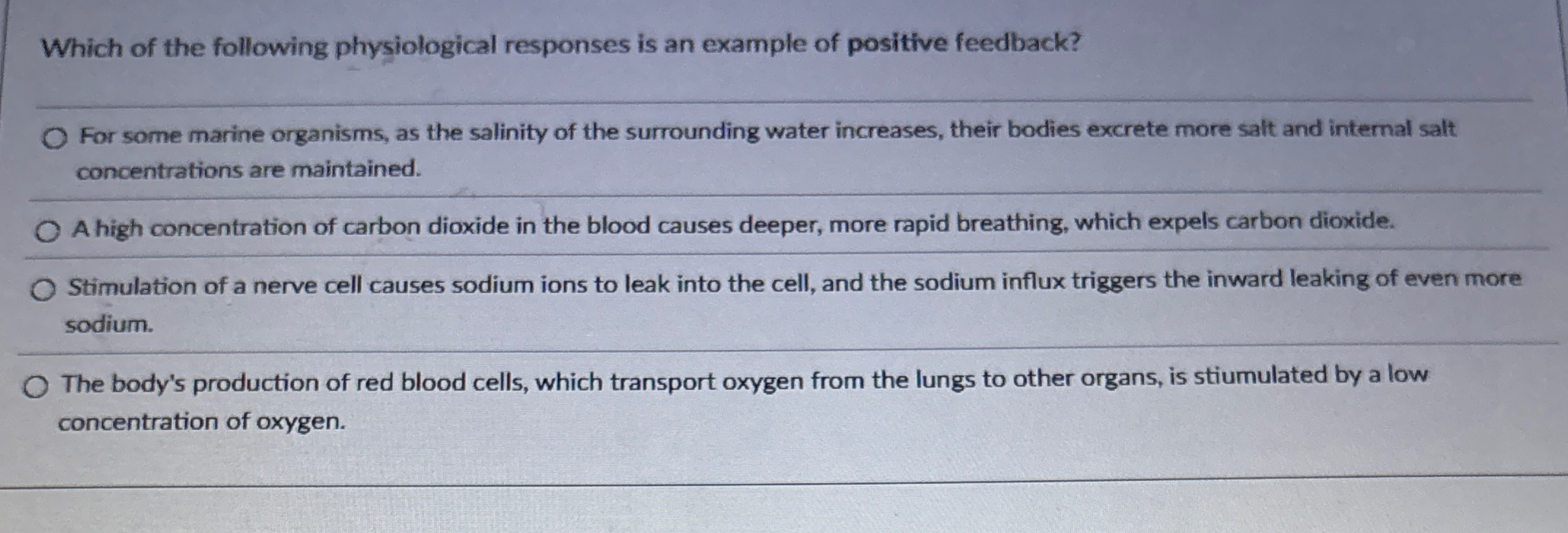 Solved Which of the following physiological responses is an | Chegg.com