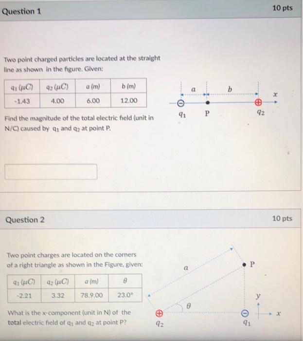 Solved Two point changed particles are located at the | Chegg.com