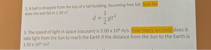 Solved 2. A ball is dropped from the top of a tall building. | Chegg.com