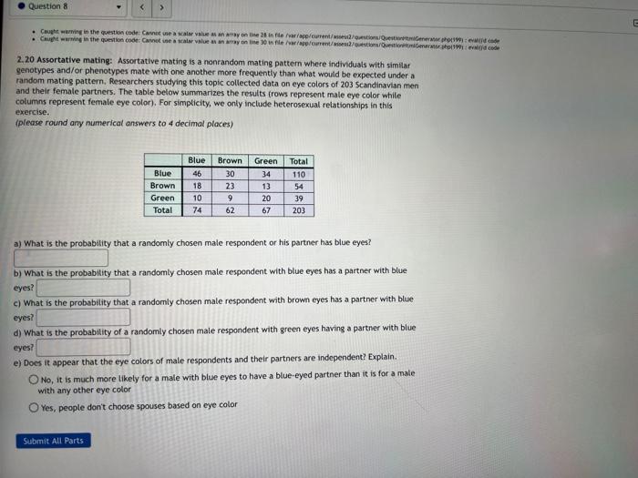 Solved 2.20 Assortative mating: Assortative mating is a | Chegg.com