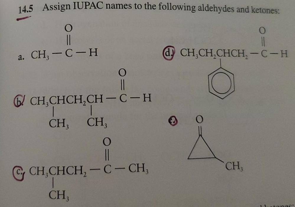 Solved 14.5 Assign IUPAC names to the following aldehydes | Chegg.com