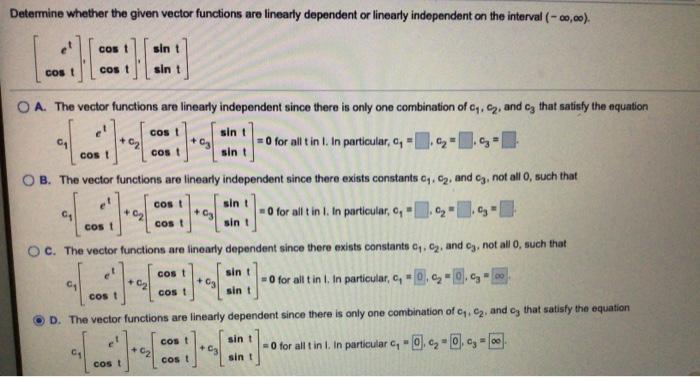 Solved Determine Whether The Given Vector Functions Are 6206