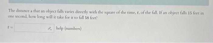 Solved The Distance S That An Object Falls Varies Directly
