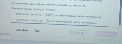 Solved b) ﻿Determine the uppor and lower control limits of | Chegg.com