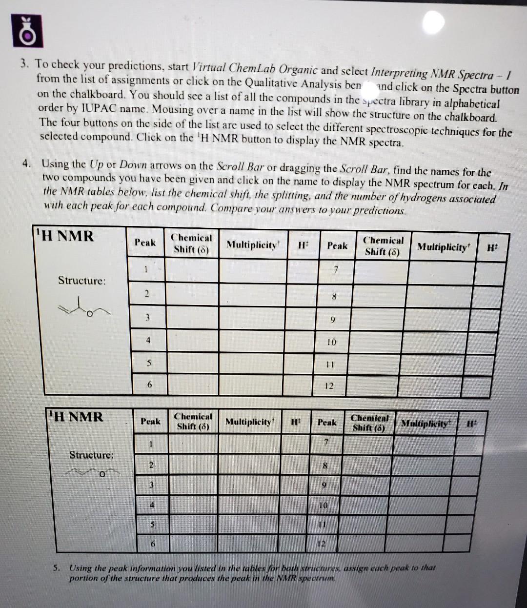 Ď 6-2: Interpreting NMR Spectra - 1 Interpreting NMR | Chegg.com