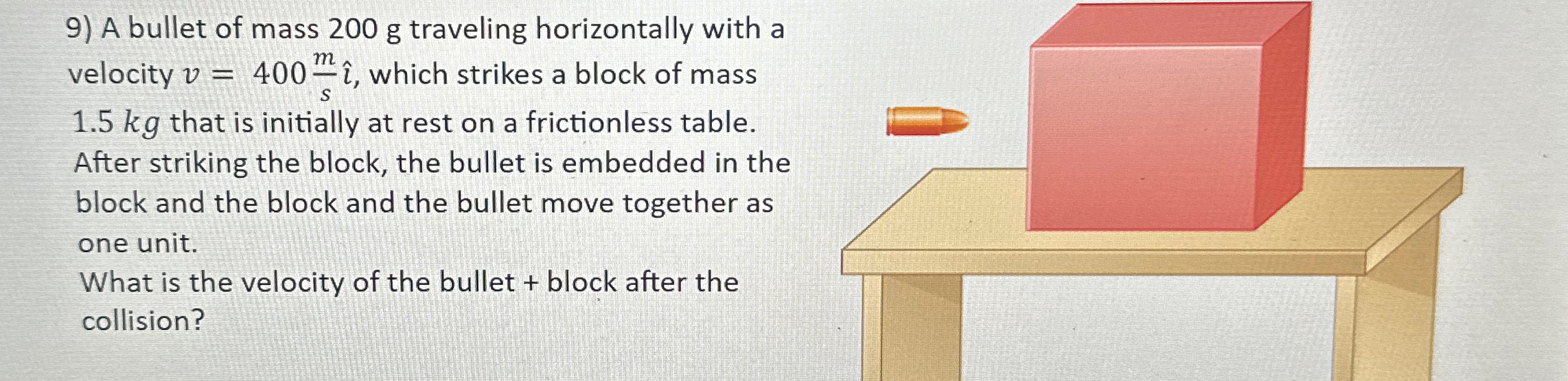 Solved A bullet of mass 200g ﻿traveling horizontally with a | Chegg.com