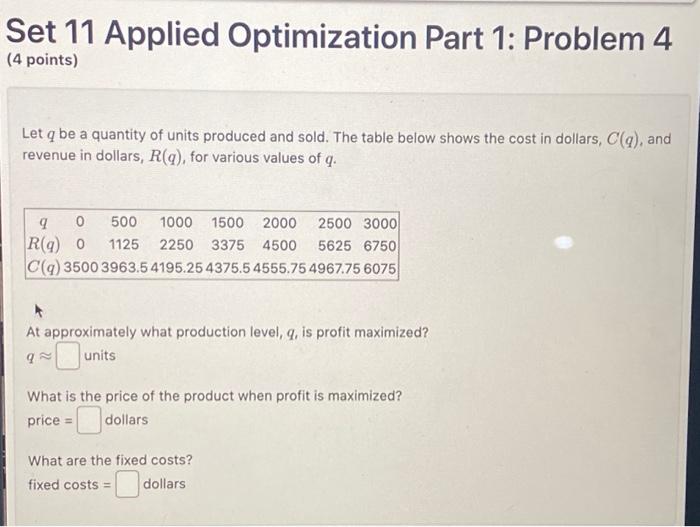 Solved Set 11 Applied Optimization Part 1: Problem 4 (4 | Chegg.com