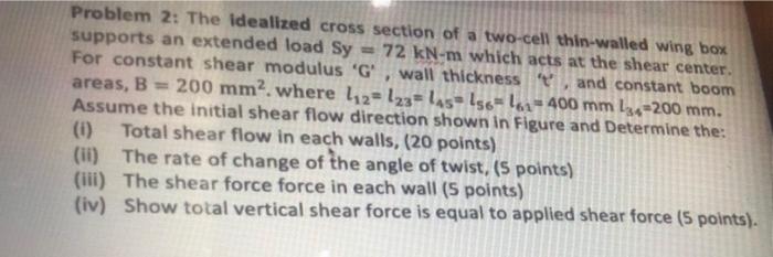 Problem 2: The idealized cross section of a two-cell | Chegg.com