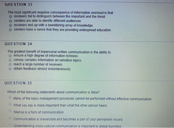 Solved QUESTION 33 The most significant negative consequence | Chegg.com