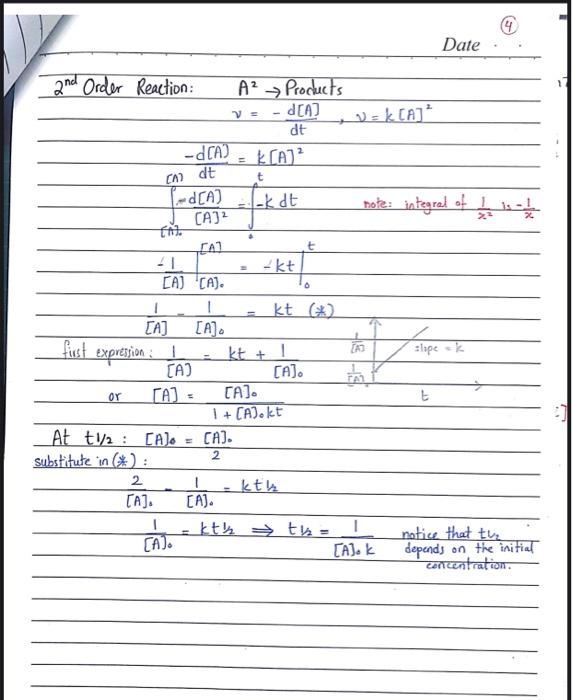 Solved 2nd Order Reaction: A2→ Procucts v=−dtd[A],v=k[A]2 | Chegg.com