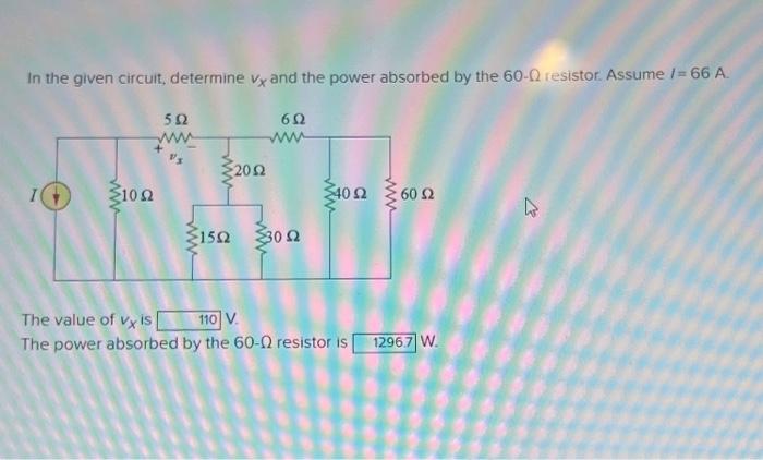 Solved In the given circuit, determine vx and the power | Chegg.com Solved In the given circuit, determine vx and the power | Chegg.com