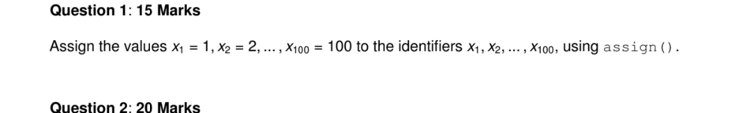 Solved Question 1: 15 ﻿MarksAssign the values | Chegg.com