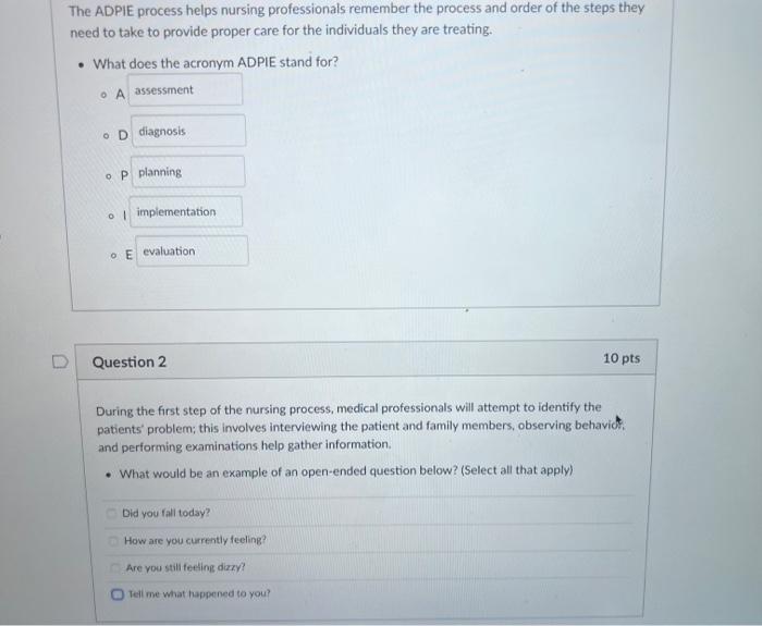 Solved The ADPIE process helps nursing professionals | Chegg.com