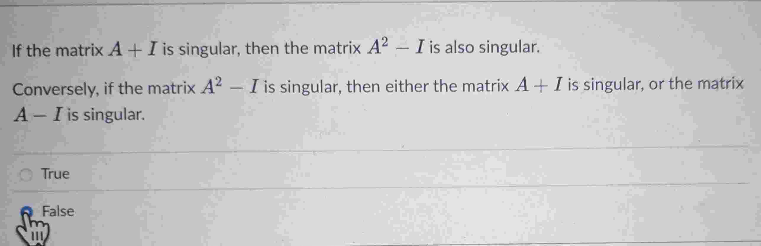 Solved If ﻿the Matrix Ai Is ﻿singular Then The Matrix A2 I 3146