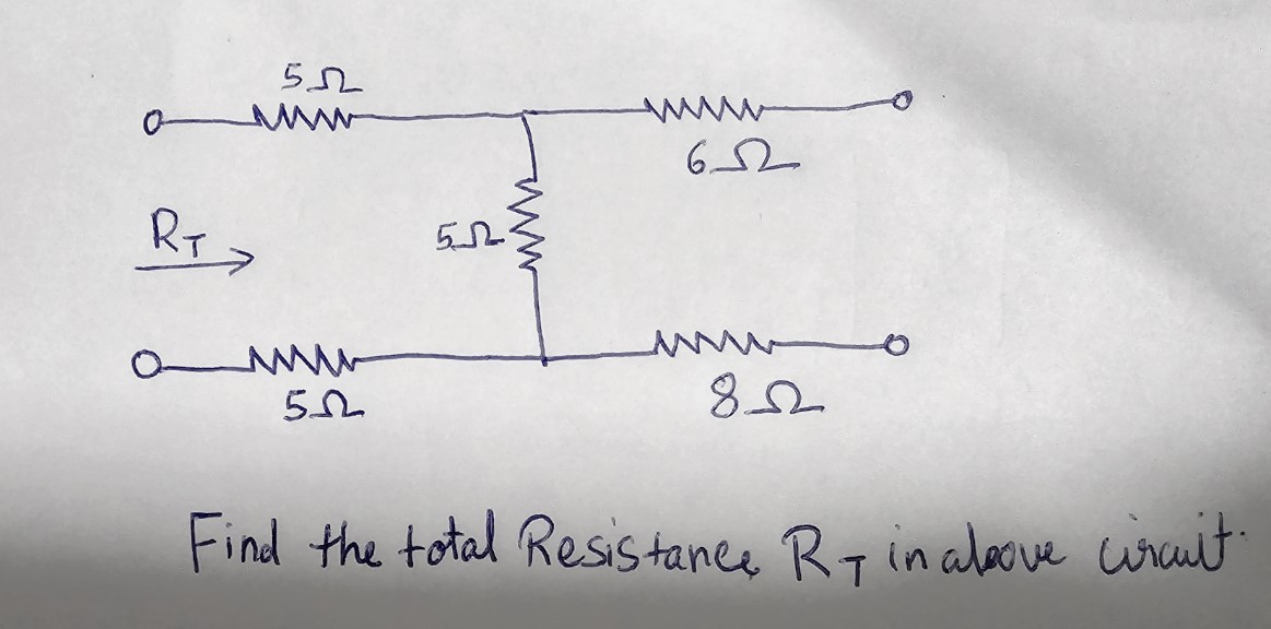 Solved Find the total Resistance RT ﻿in above circuit.ans:15 | Chegg.com
