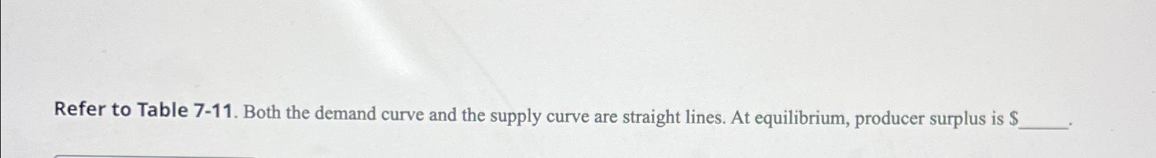 Solved Refer To Table 7 11 ﻿both The Demand Curve And The