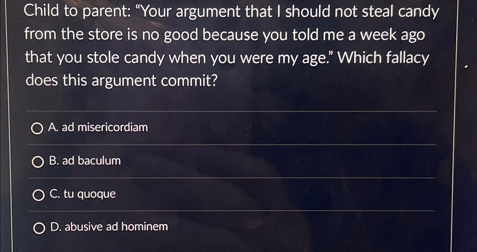 Solved Child to parent: "Your argument that I should not | Chegg.com