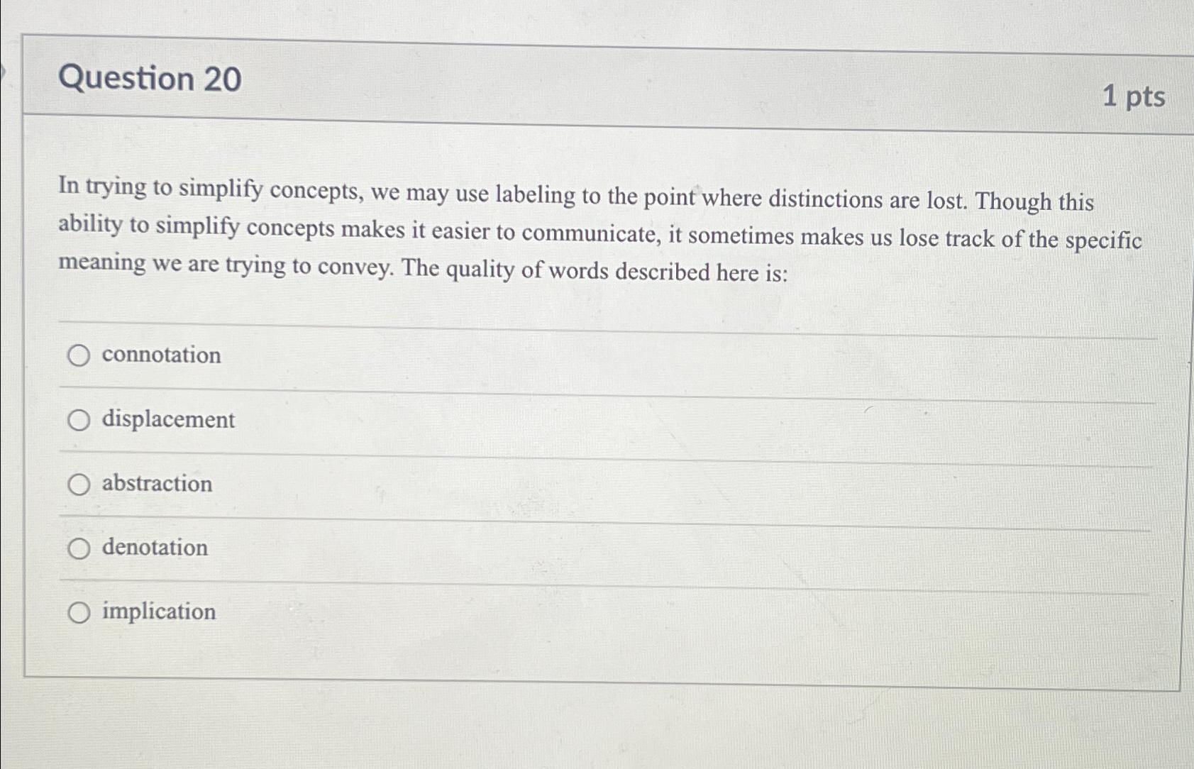 Solved Question 201 ﻿ptsIn trying to simplify concepts, we | Chegg.com