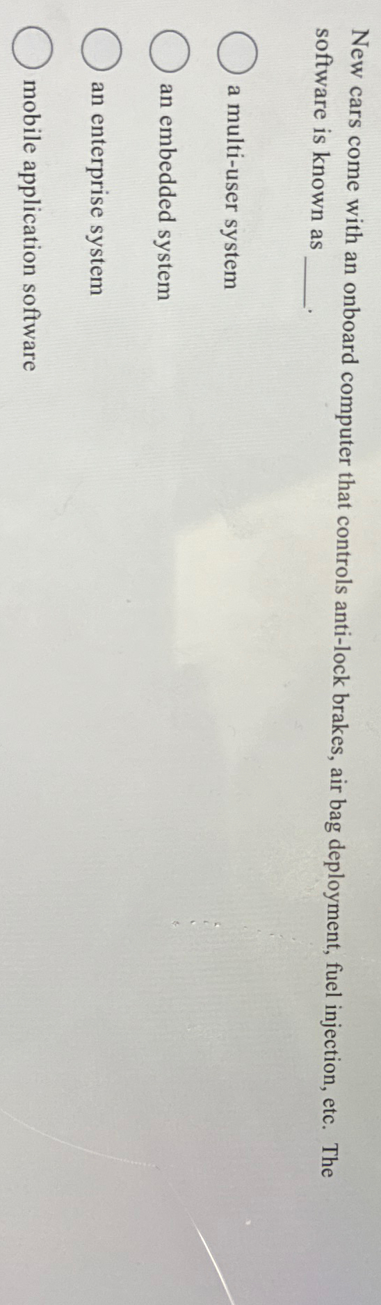 Solved New cars come with an onboard computer that controls | Chegg.com