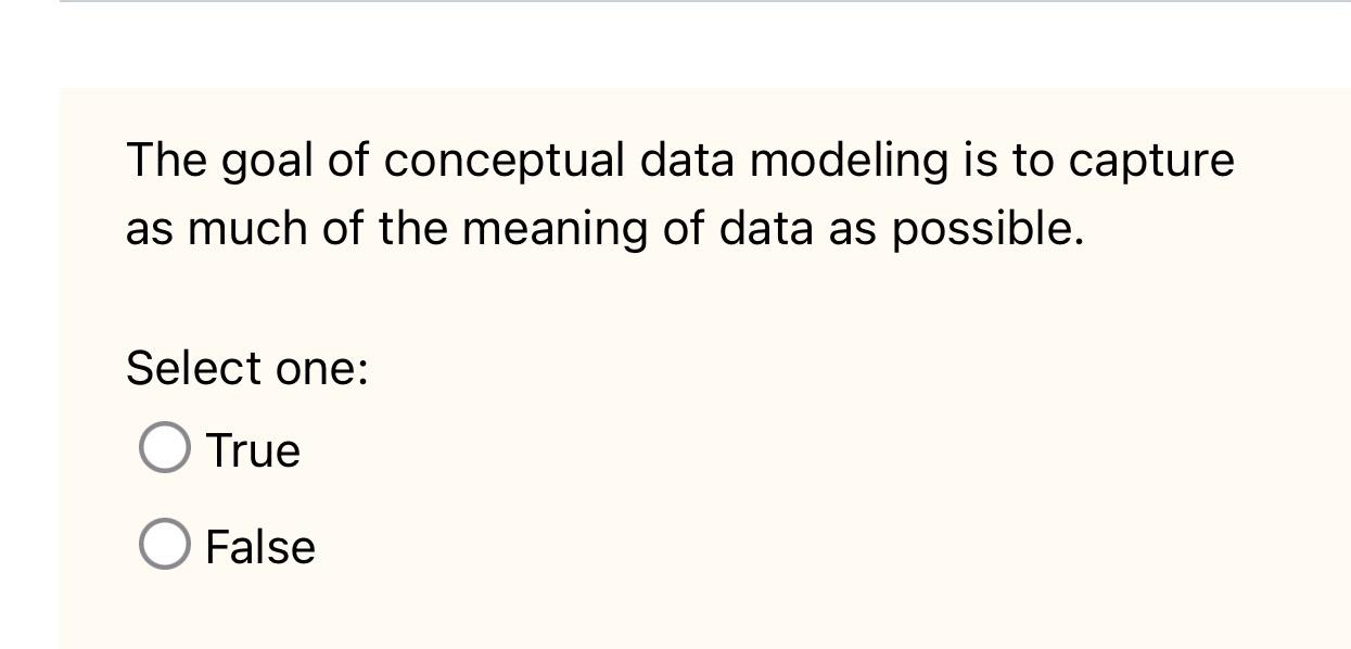 Solved The goal of conceptual data modeling is to capture as | Chegg.com