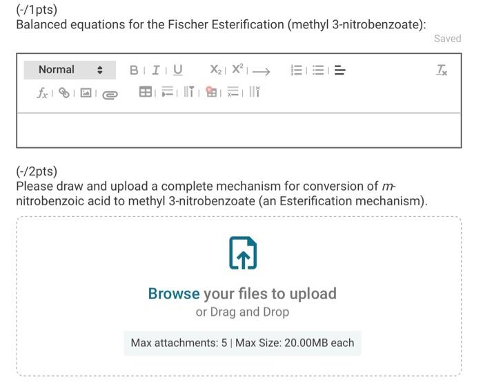 Solved (-/1pts) Balanced equations for the Fischer | Chegg.com