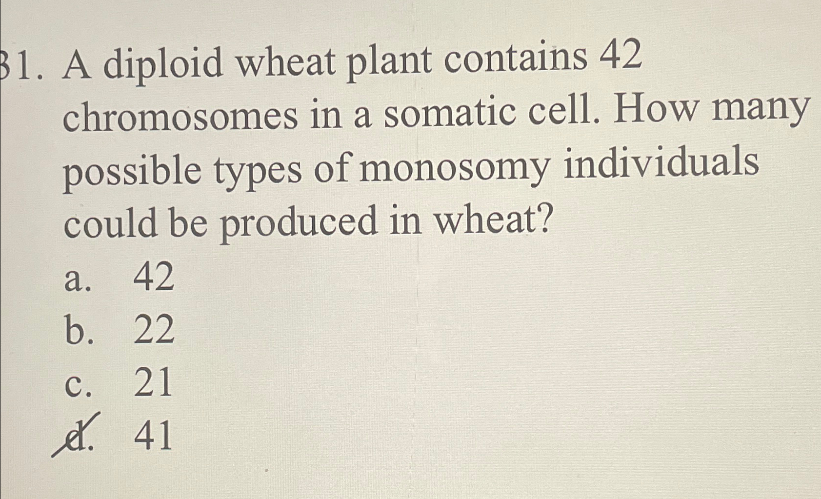 Solved A diploid wheat plant contains 42 ﻿chromosomes in a | Chegg.com