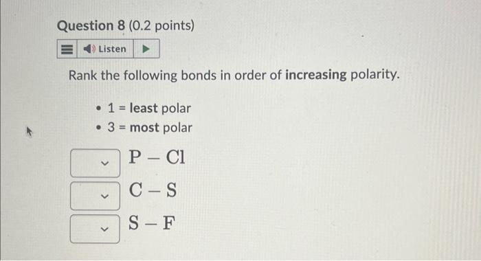 Solved Rank the following bonds in order of increasing | Chegg.com