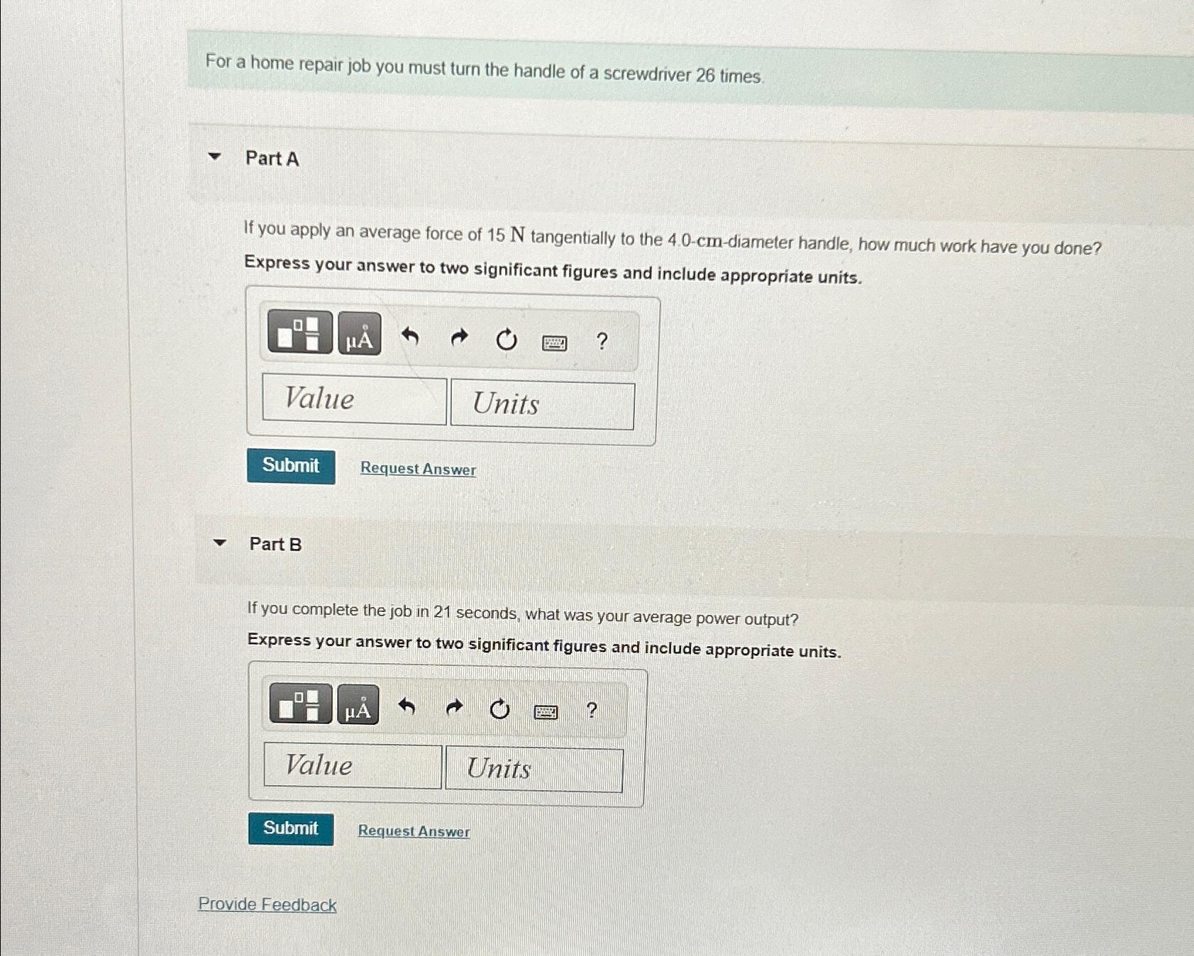 Solved For a home repair job you must turn the handle of a | Chegg.com