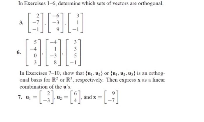 Solved In Exercises 1-6, determine which sets of vectors are | Chegg.com