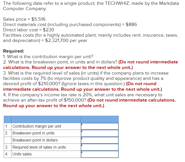 Solved The following data refer to a single product, the | Chegg.com