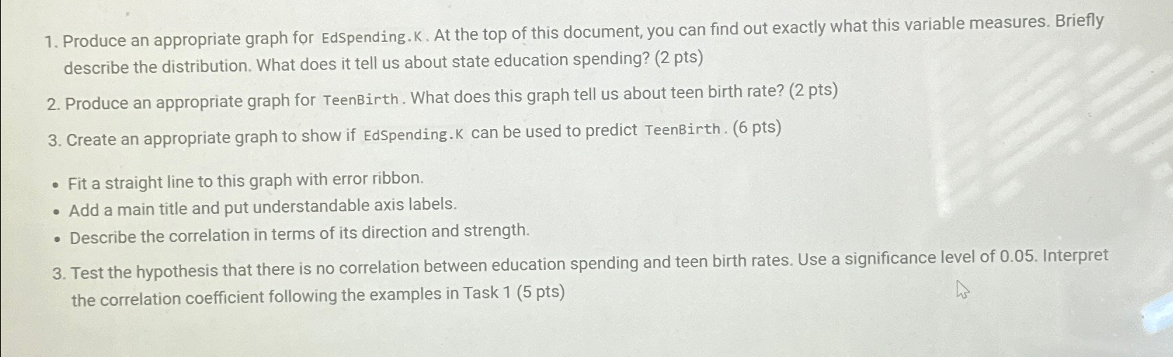 Solved Produce an appropriate graph for EdSpending.K. ﻿At | Chegg.com