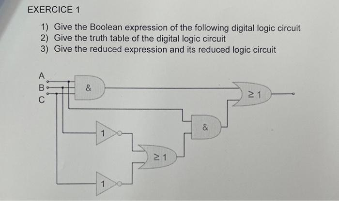 Solved EXERCICE 1 1) Give the Boolean expression of the | Chegg.com