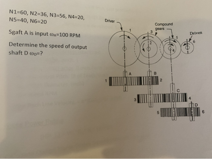 Solved N1=60, N2=36, N3=56, N4=20, N5=40, N6=20 Driver - | Chegg.com