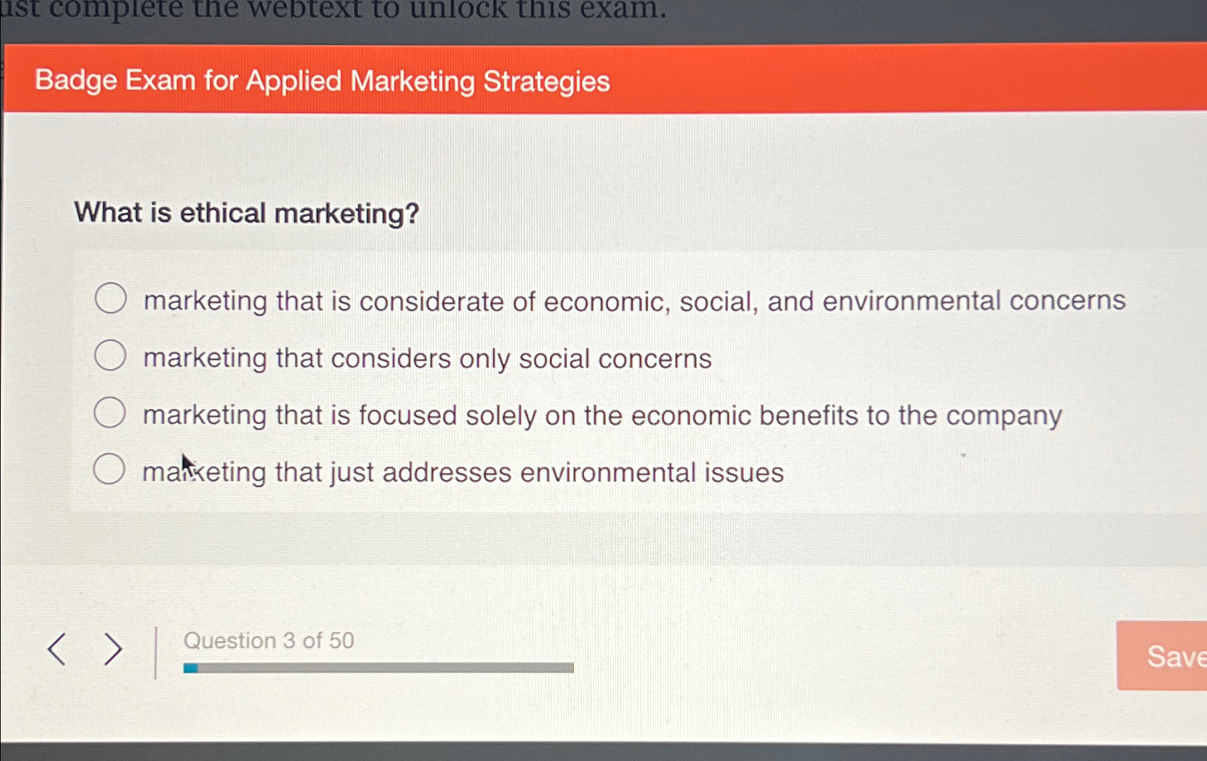 Solved Badge Exam for Applied Marketing StrategiesWhat is | Chegg.com