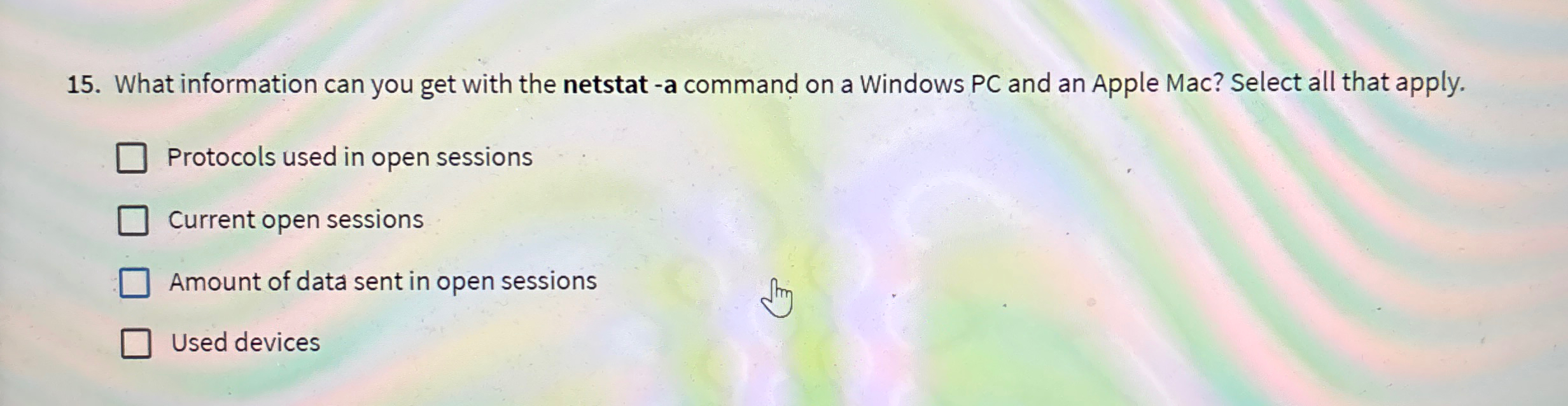 Solved What information can you get with the netstat -a | Chegg.com