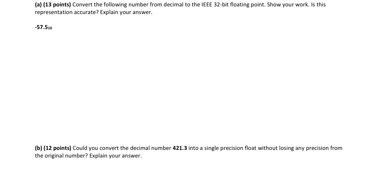 Solved (a) (13 ﻿points) ﻿Convert the following number from | Chegg.com
