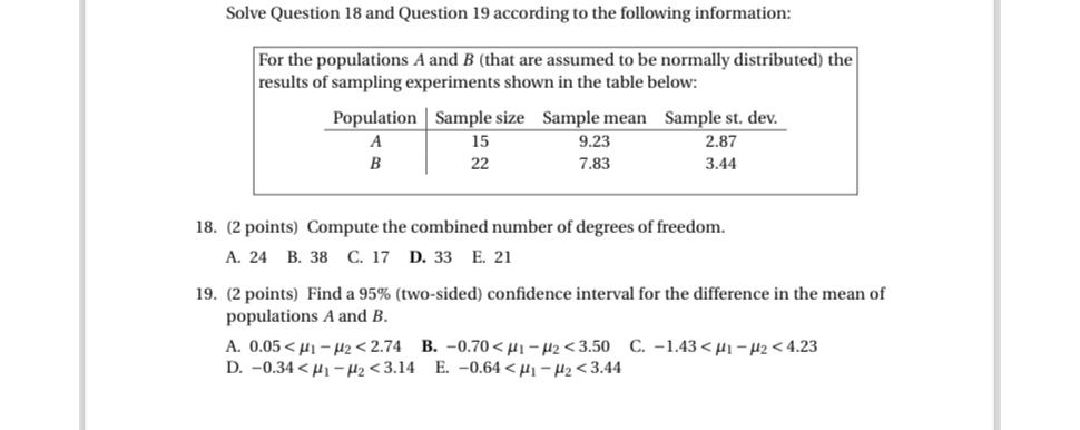 Solved Solve Question 18 And Question 19 According To The