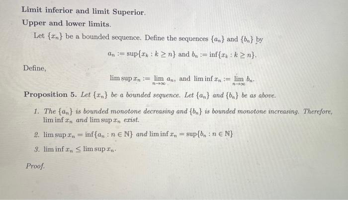 Solved Limit inferior and limit Superior. Upper and lower | Chegg.com