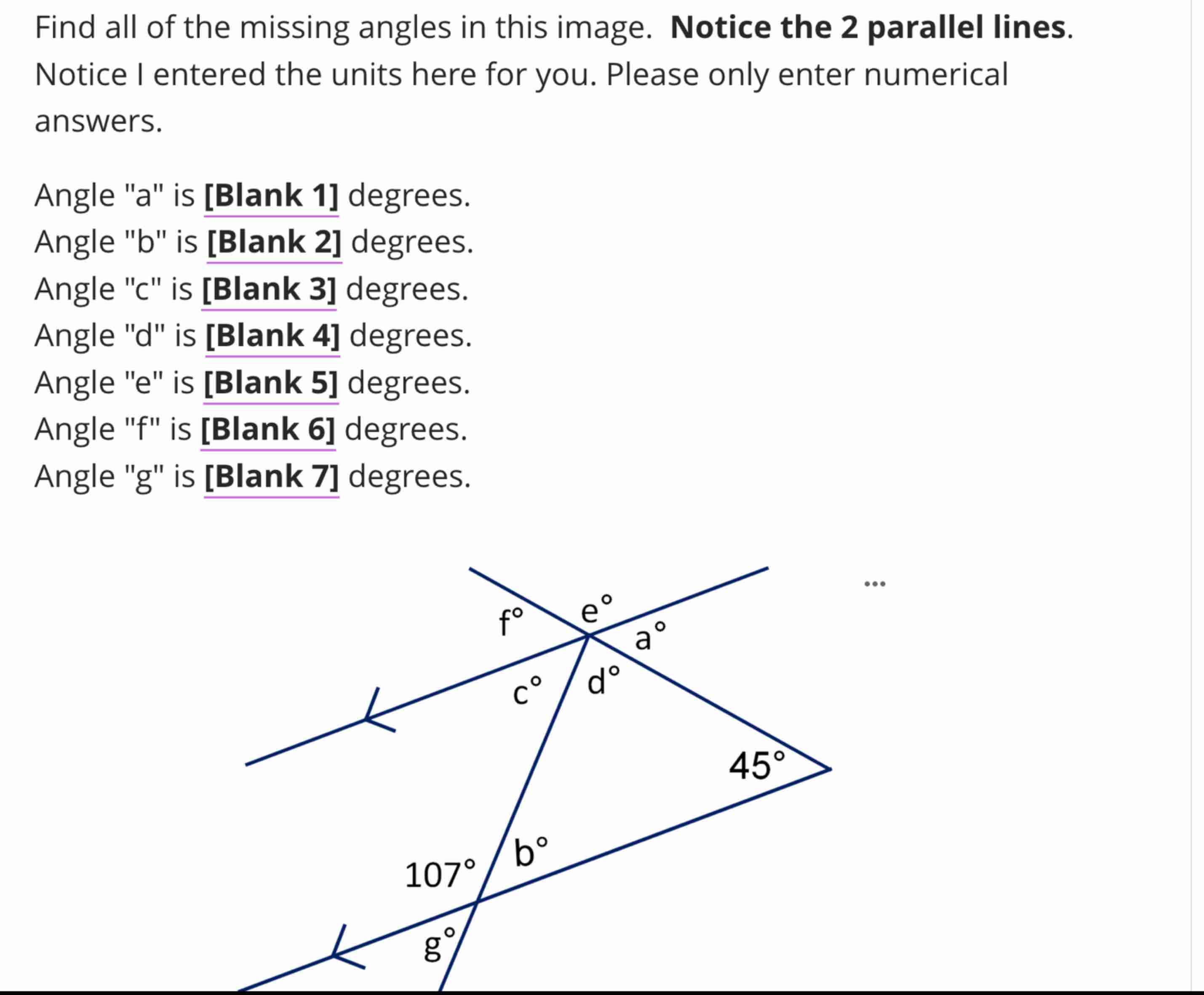 Solved Find all of the missing angles in this image. Notice | Chegg.com