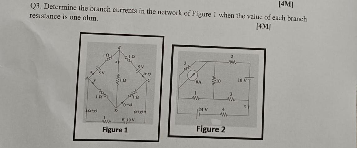 Solved Q3. Determine the branch currents in the network of | Chegg.com