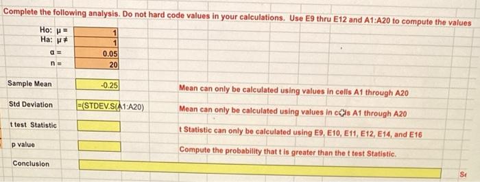 Complete the following analysis. Do not hard code | Chegg.com