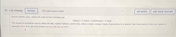 Solved CNeturn hydnde, COH2 reacts with water to form | Chegg.com