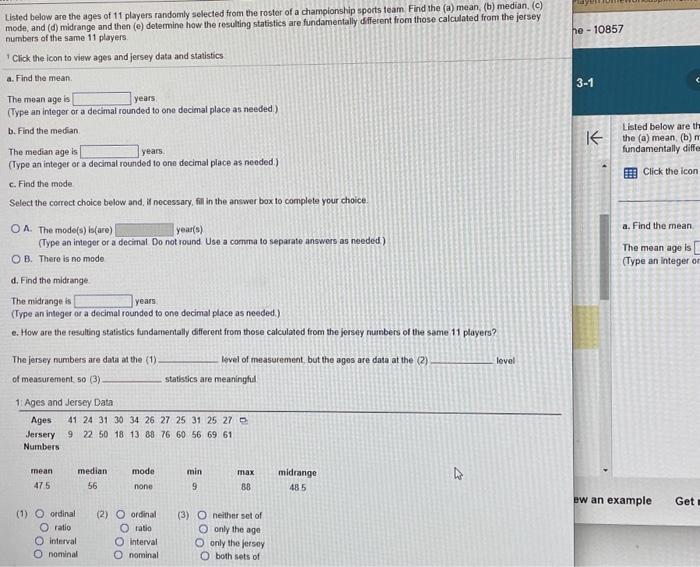 Solved b. Find the median The median age is (Type an integer | Chegg.com