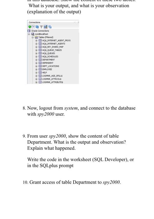 Solved Exercise 1 - Lab 7 \& 8 (System Privileges) You have | Chegg.com