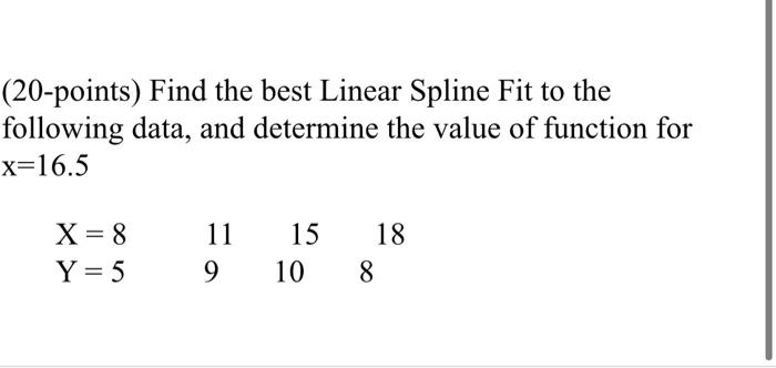 Solved (20-points) Find the best Linear Spline Fit to the | Chegg.com