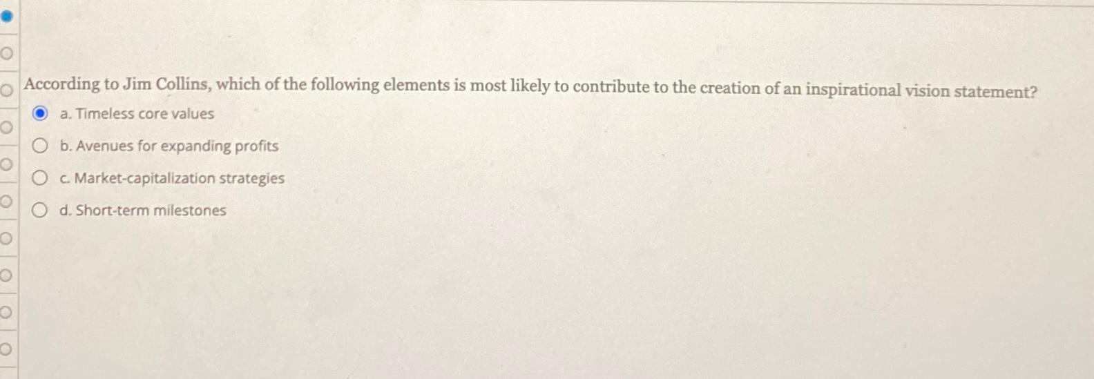 Solved According to Jim Collins, which of the following | Chegg.com