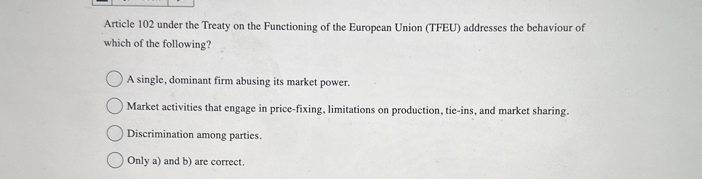 Solved Article 102 ﻿under the Treaty on the Functioning of | Chegg.com