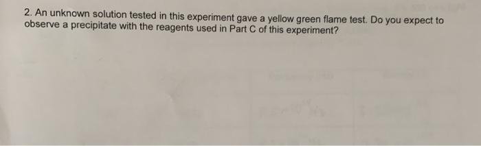 Solved 2. An unknown solution tested in this experiment gave | Chegg.com