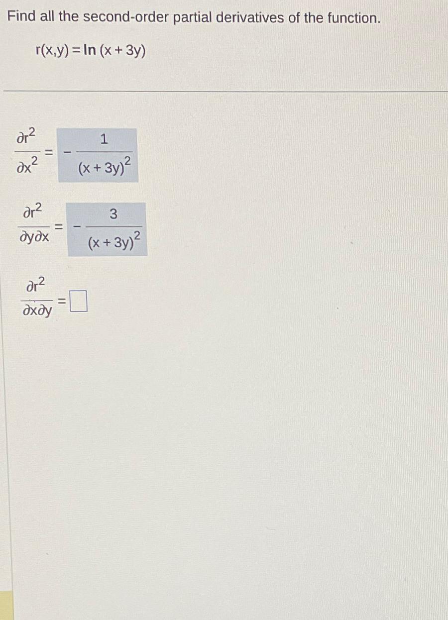 Solved Find all the second-order partial derivatives of the | Chegg.com